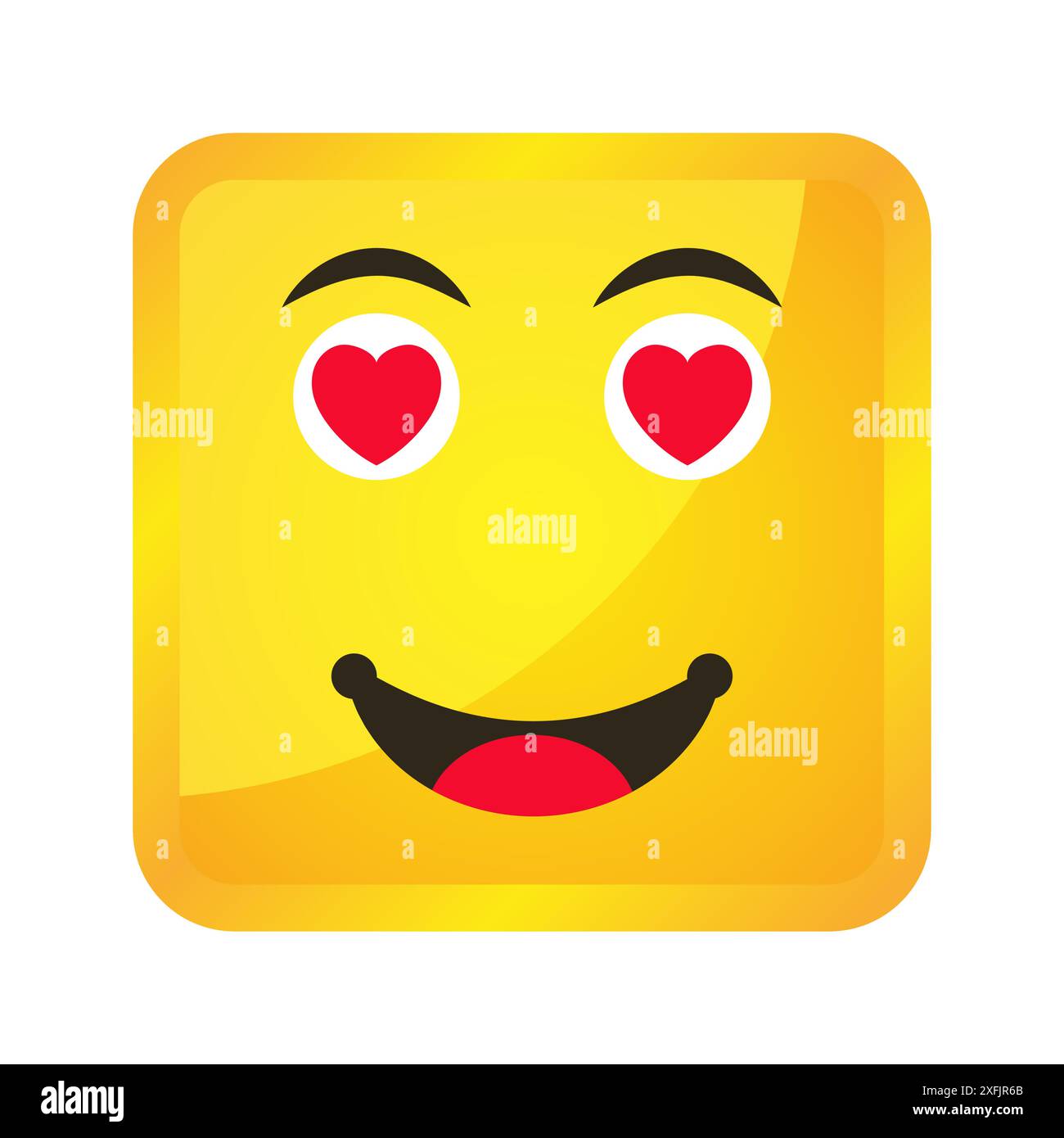 Yellow square emoticons and emojis. Vector illustration in flat style ...