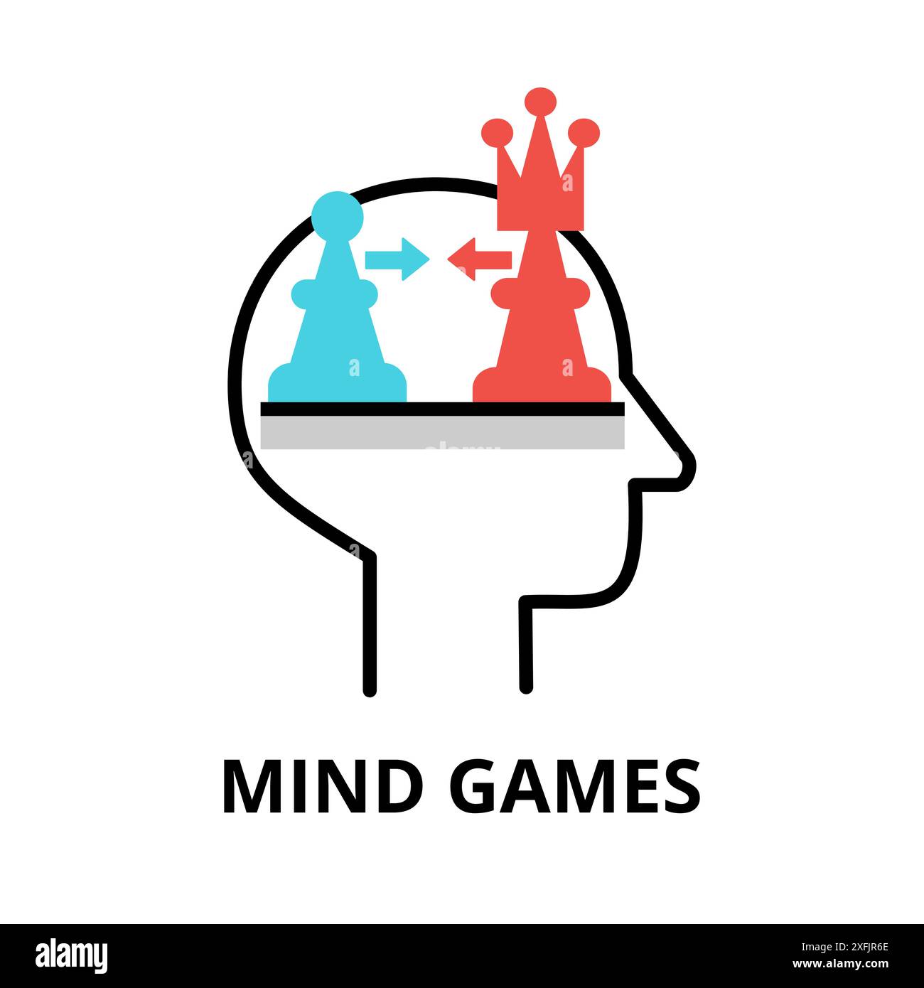 Icon concept of Mind Games, brain process collection, flat editable ...
