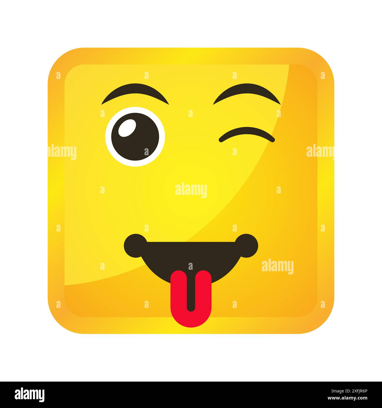 Yellow square emoticons and emojis. Vector illustration in flat style ...