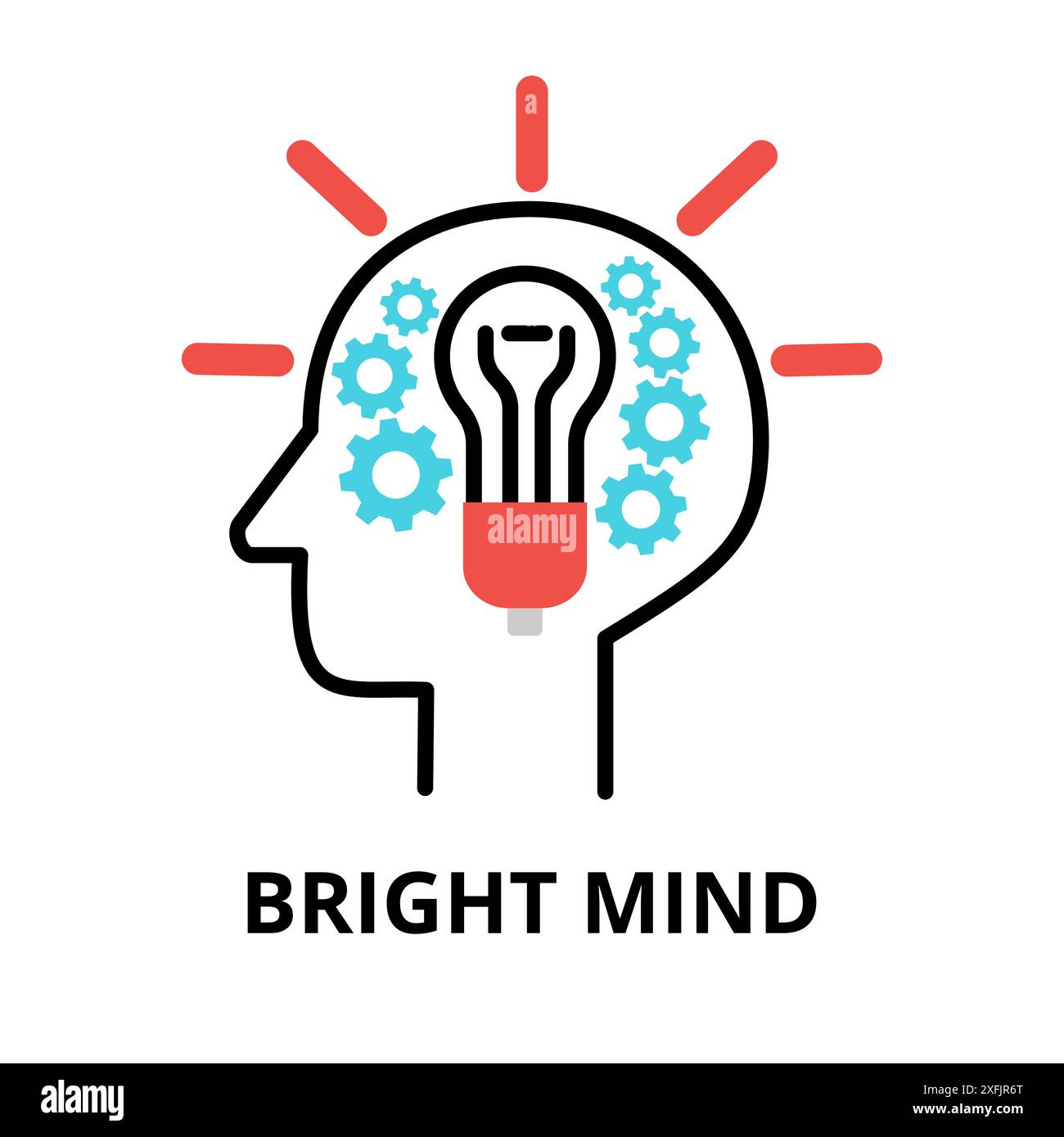 Icon concept of Bright Mind, brain process collection, flat editable ...