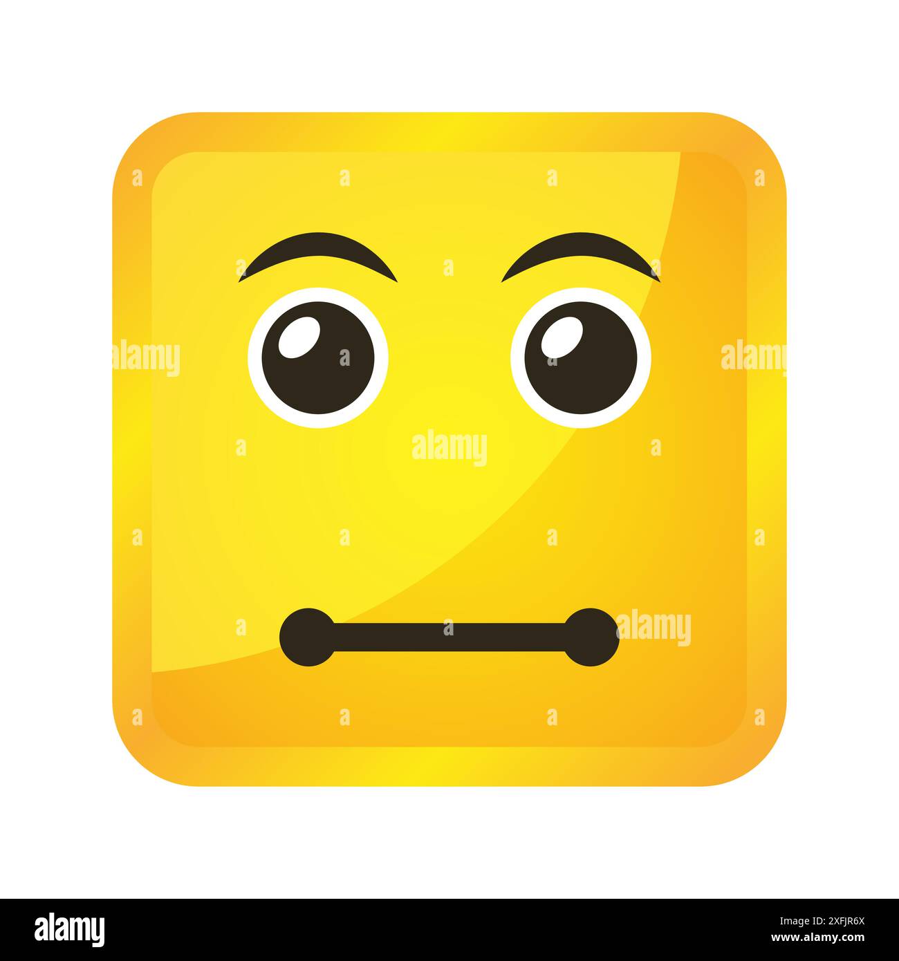 Yellow square emoticons and emojis. Vector illustration in flat style ...