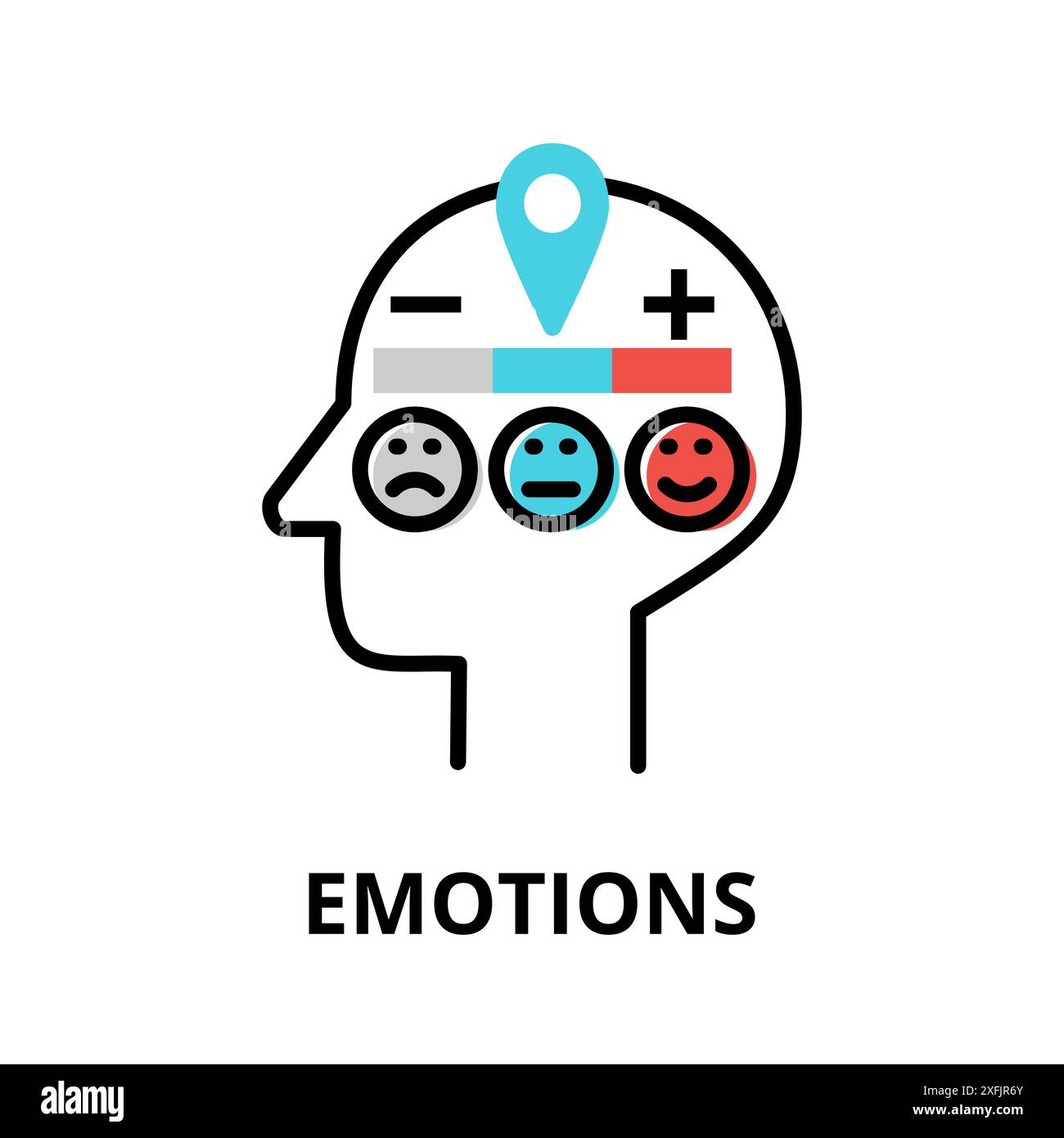 Icon concept of Emotions, brain process collection, flat editable line ...