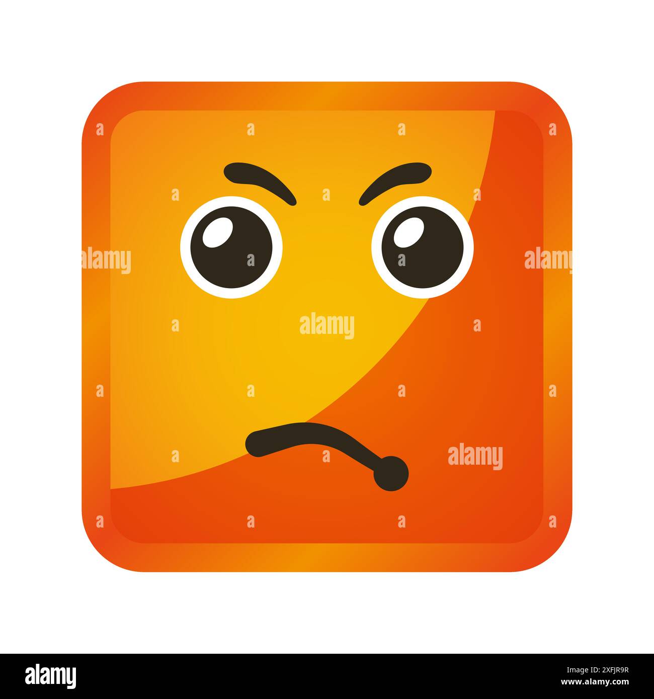 Yellow square emoticons and emojis. Vector illustration in flat style ...