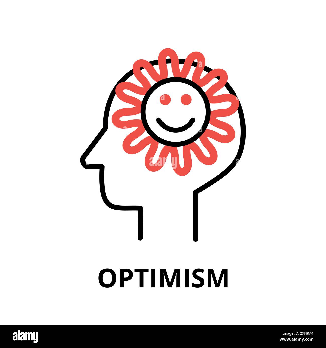 Icon concept of Optimism, brain process collection, flat editable line ...