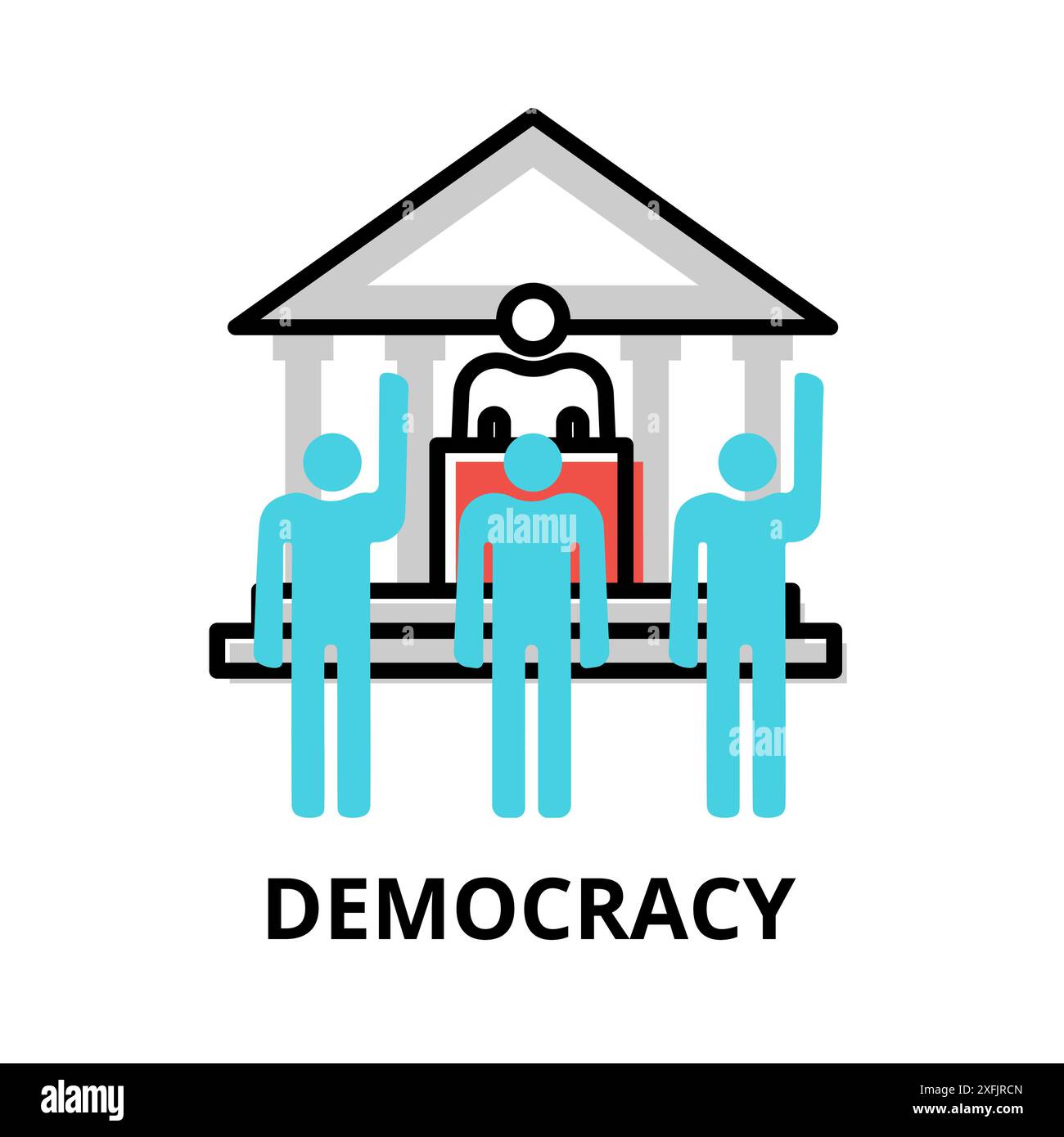 Democracy icon concept, politics collection, flat line vector ...