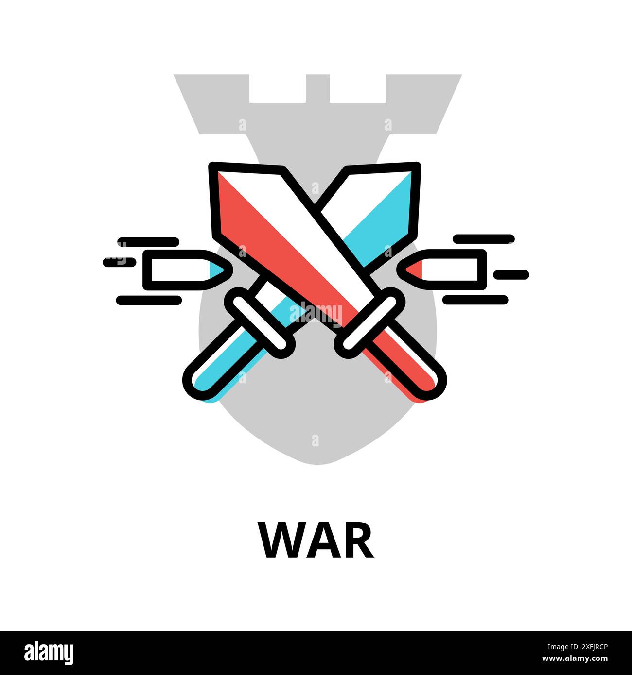 War icon concept, politics collection, flat line vector illustration ...