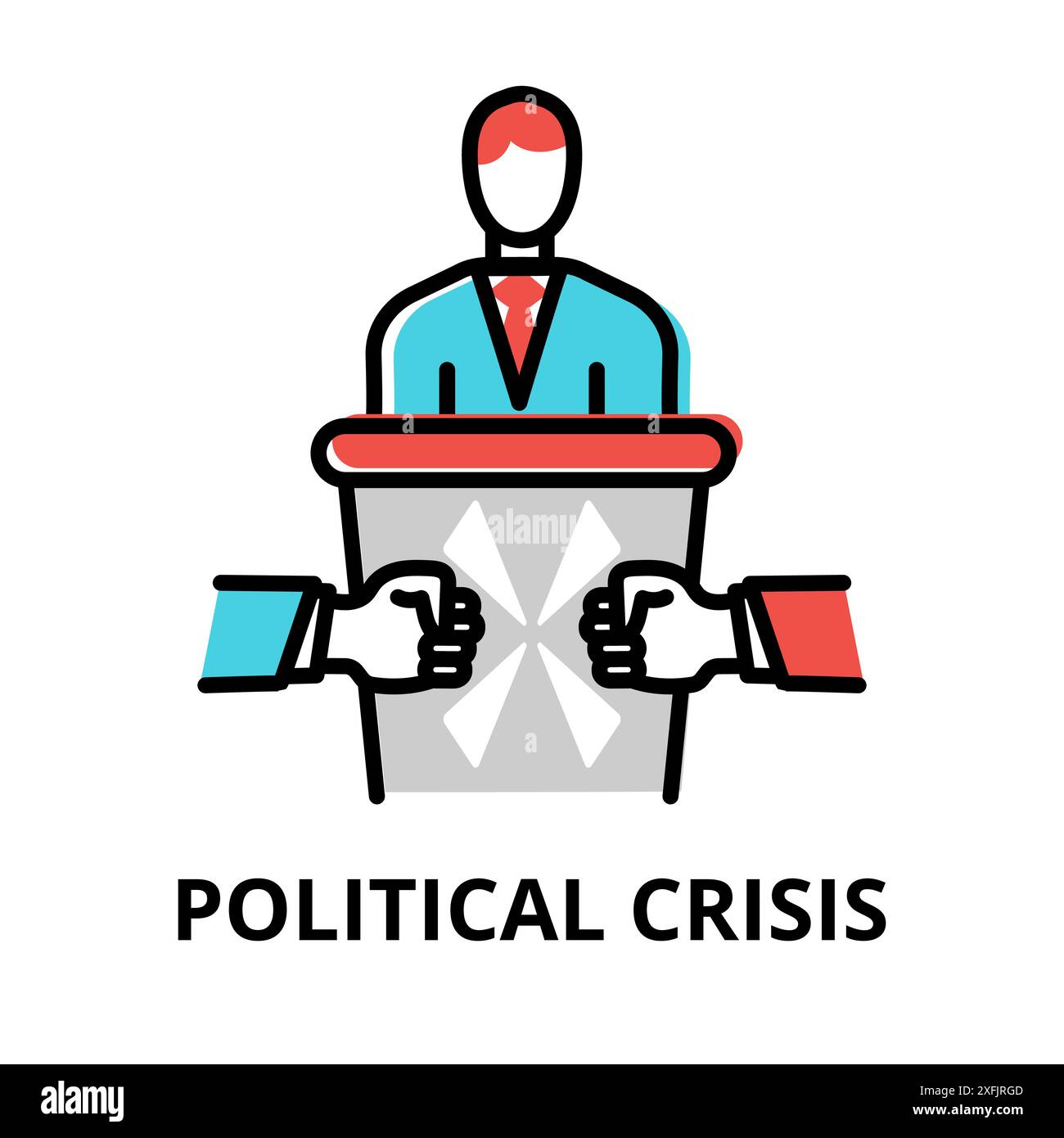 Political Crisis icon concept, politics collection, flat line vector ...
