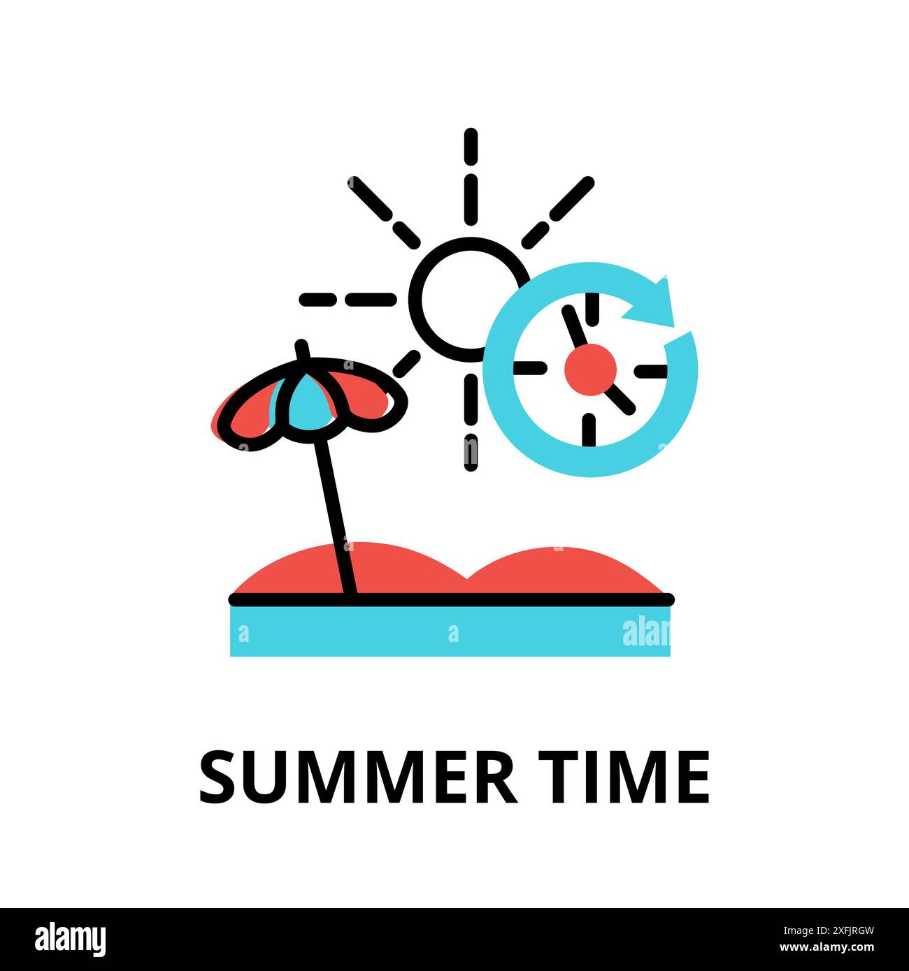Icon concept of Summer Time, travel collection, modern flat line design ...
