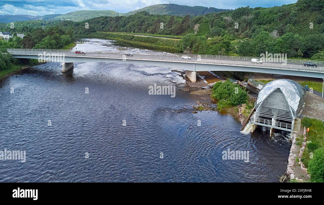 Hydro Ness silver steel hydroelectric generator on the River Ness ...