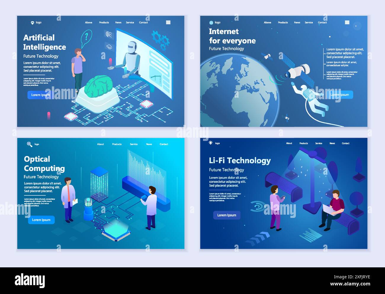 Set of Computer Future Technologies, 3d isometric vector illustration ...