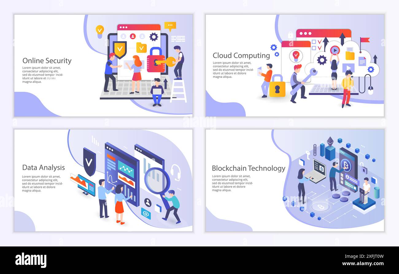 Set of Internet Technologies Creative Website Templates, flat vector ...