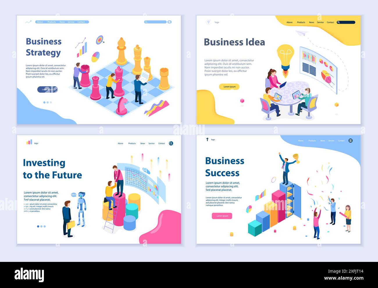 Set of Business concepts, 3d isometric design vector illustration, for ...