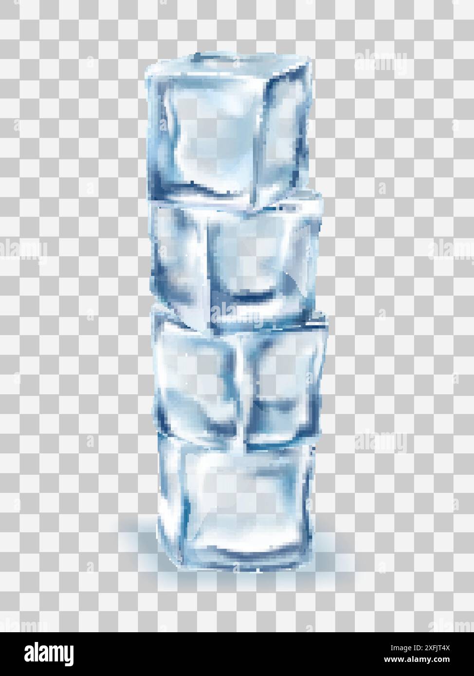 Ice Cubes Block concept on transparency background, realistic vector illustration close-up Stock ...
