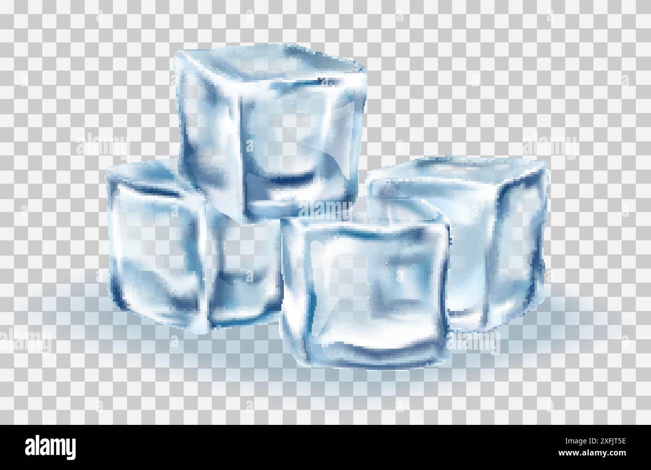 Ice Cubes Block concept on transparency background, realistic vector ...