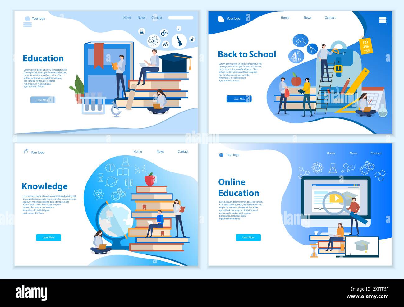 Set of Education concepts, website templates, for graphic and web ...