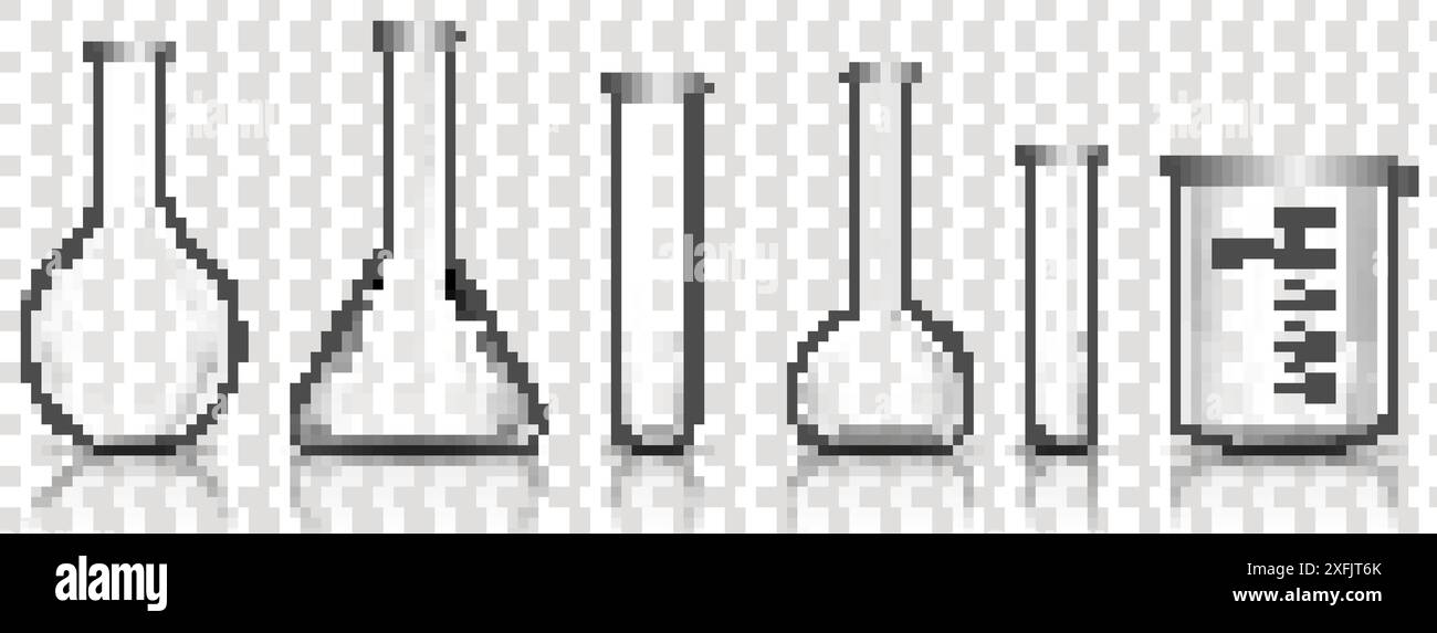 Set of Transparent Laboratory Glassware Equipment, realistic vector ...