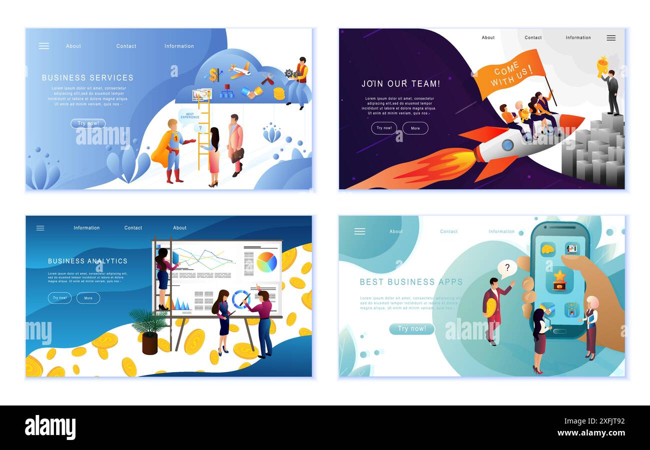 Set of Business concepts, flat design vector illustration, for graphic and web design Stock ...