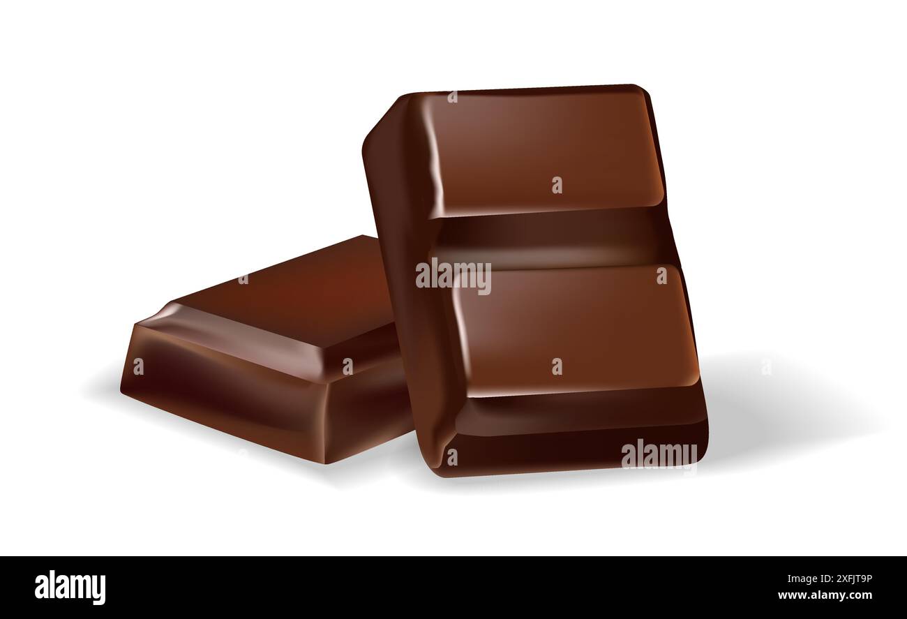 Chocolate Bars on white background, realistic vector illustration close ...