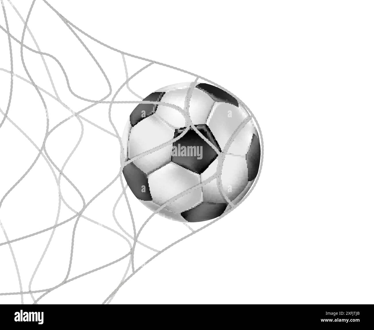 Soccer Ball in the Goal Net on white background, realistic vector ...