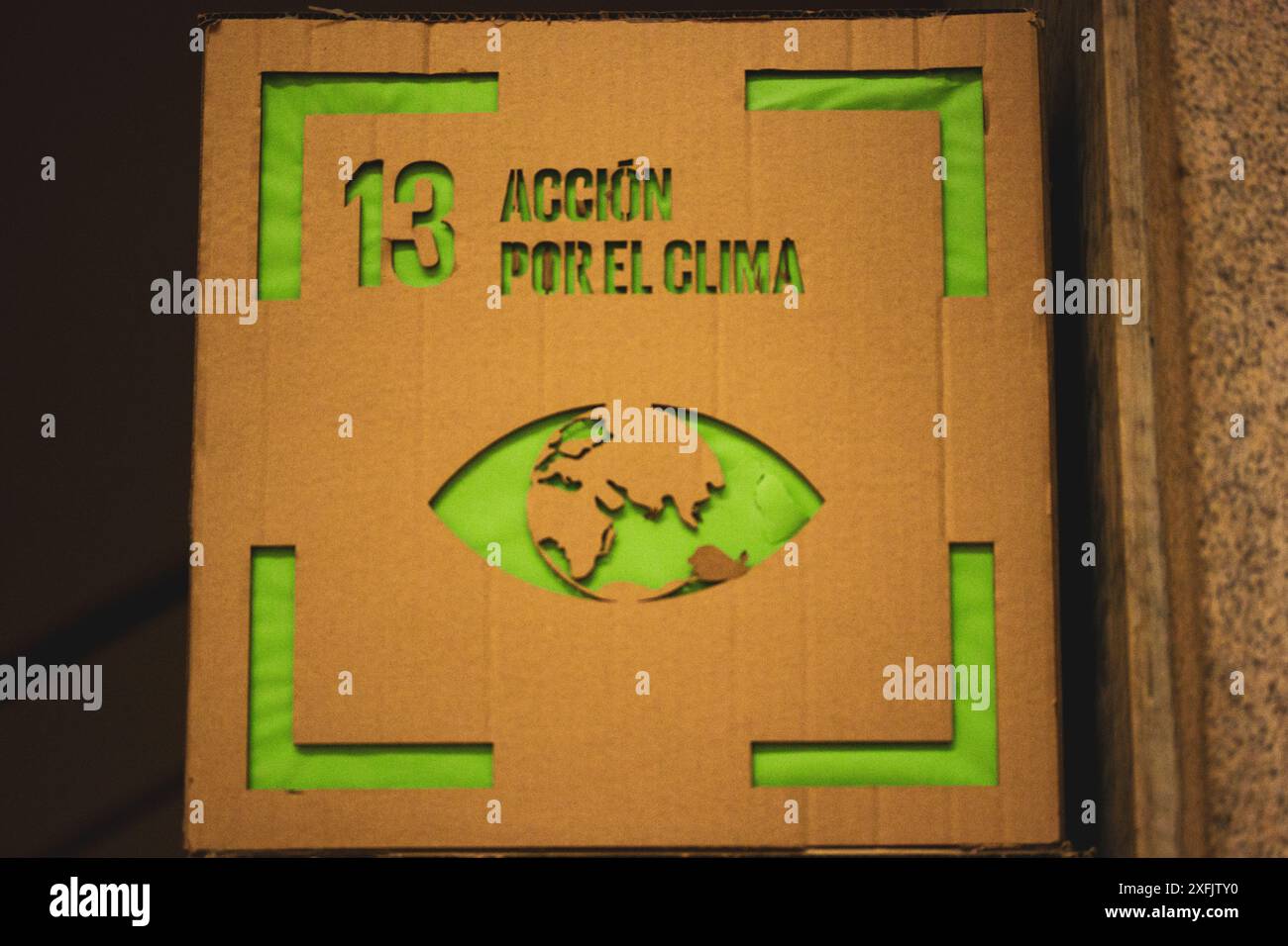 Green paper cut earth planet with nature environment inside. Modern 3d ...