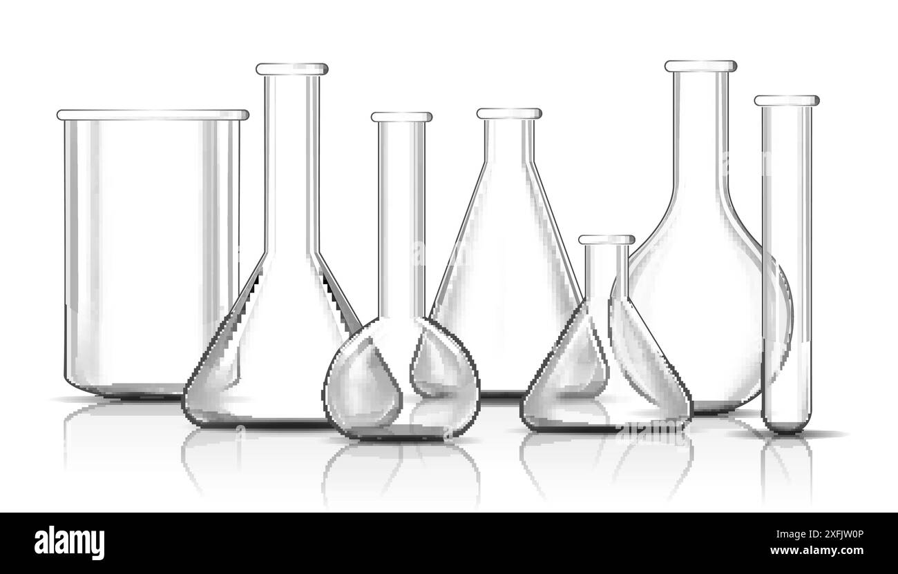 Transparent laboratory equipment, glass, test tubes and others, on ...