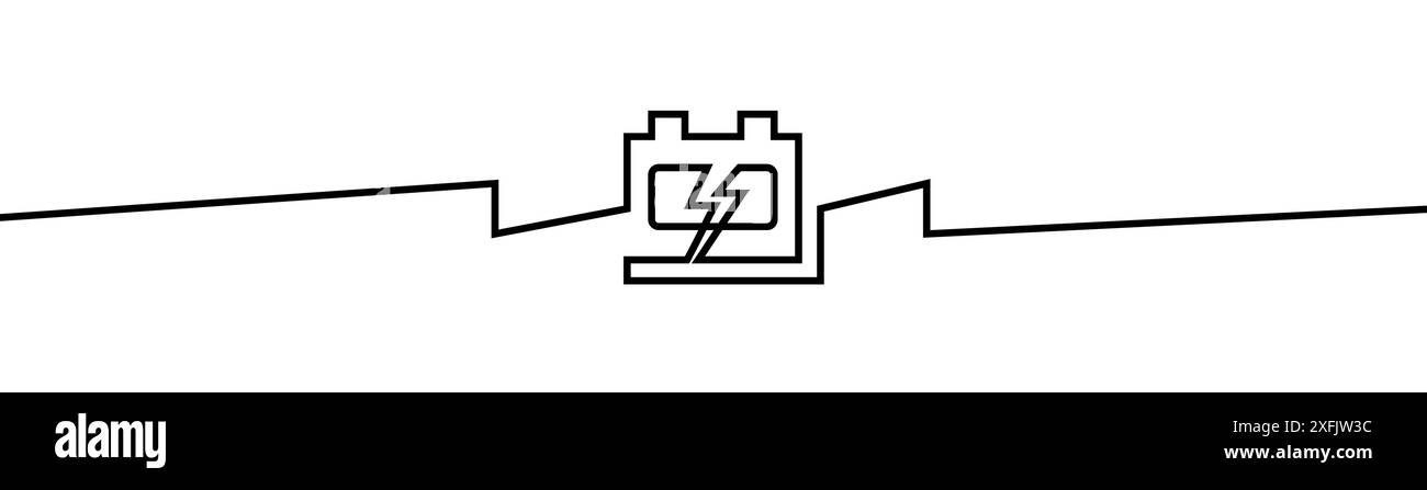 Car Battery shape drawing by continuos line, thin line design vector ...