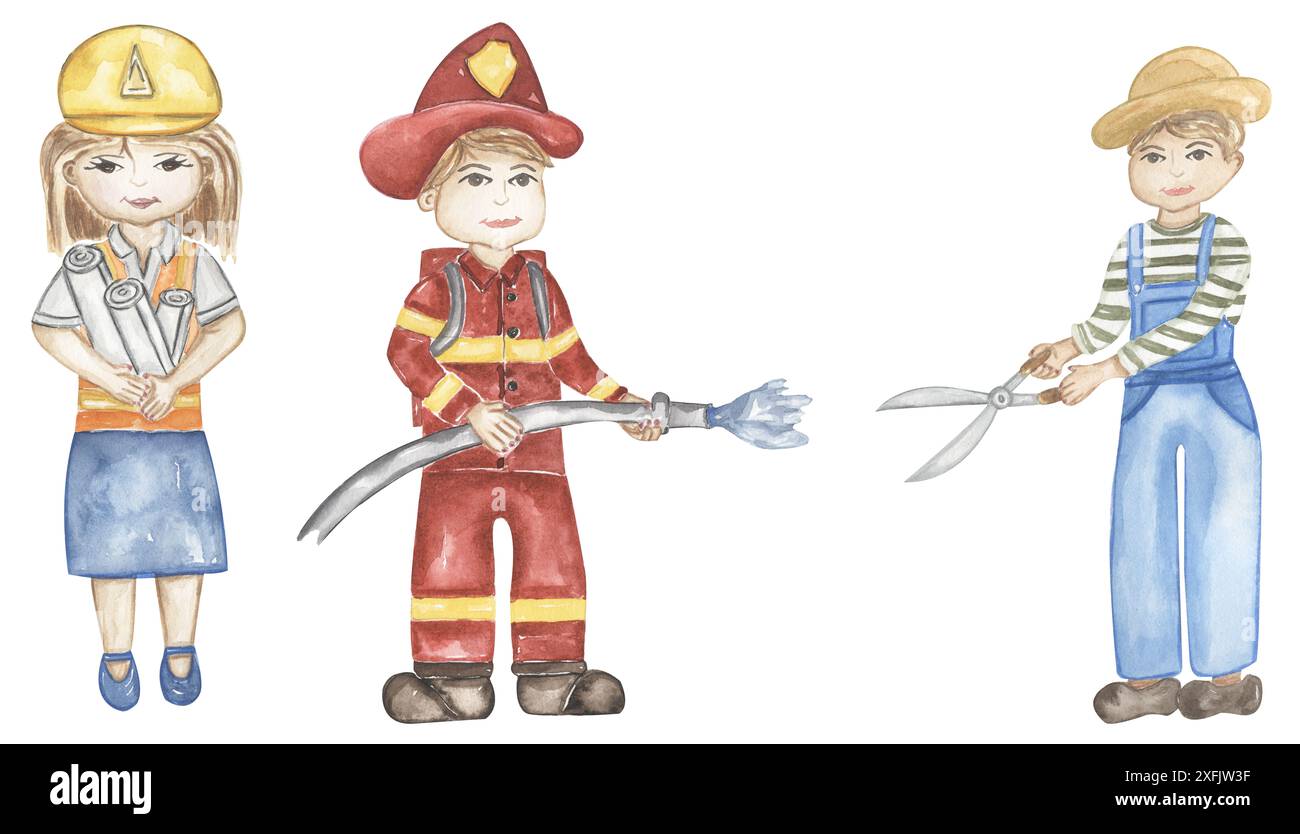Kids Characters Collection: Set of different professions in cute style ...