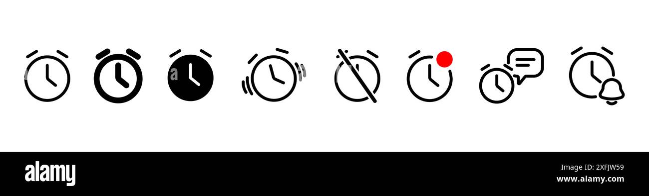 Set of Clock line shapes, thin line design vector illustration Stock ...