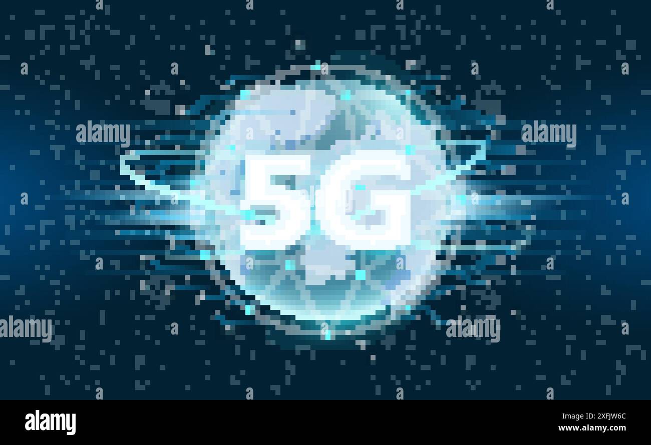 The Inscription 5G on the Earth Globe virtual background, vector ...