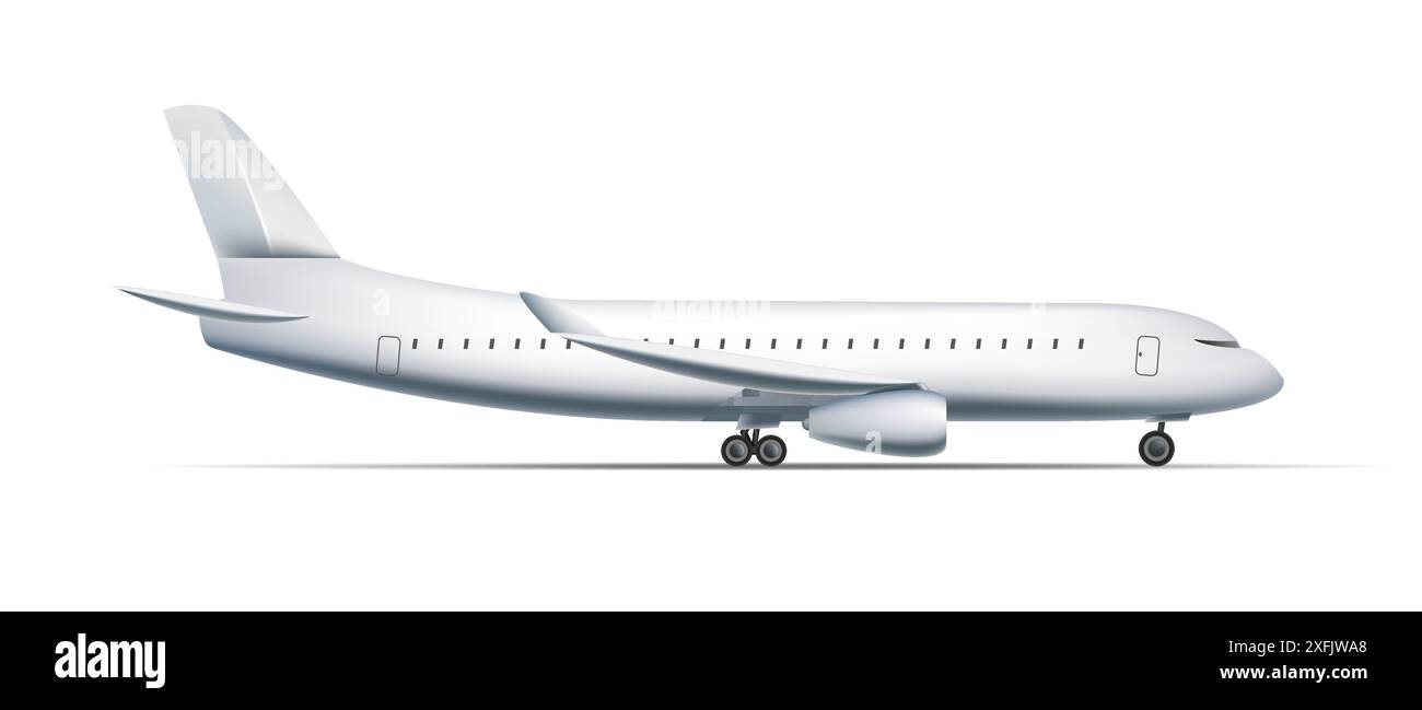 Big Flying Airplane on white background, realistic vector illustration ...