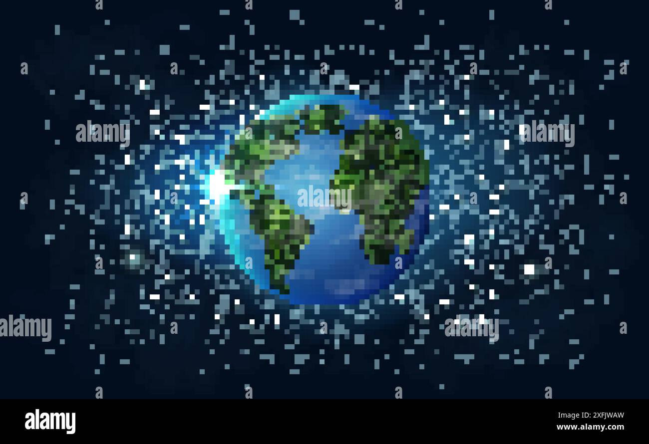 Green Earth Planet in the Space, Ecology concept, realistic vector ...