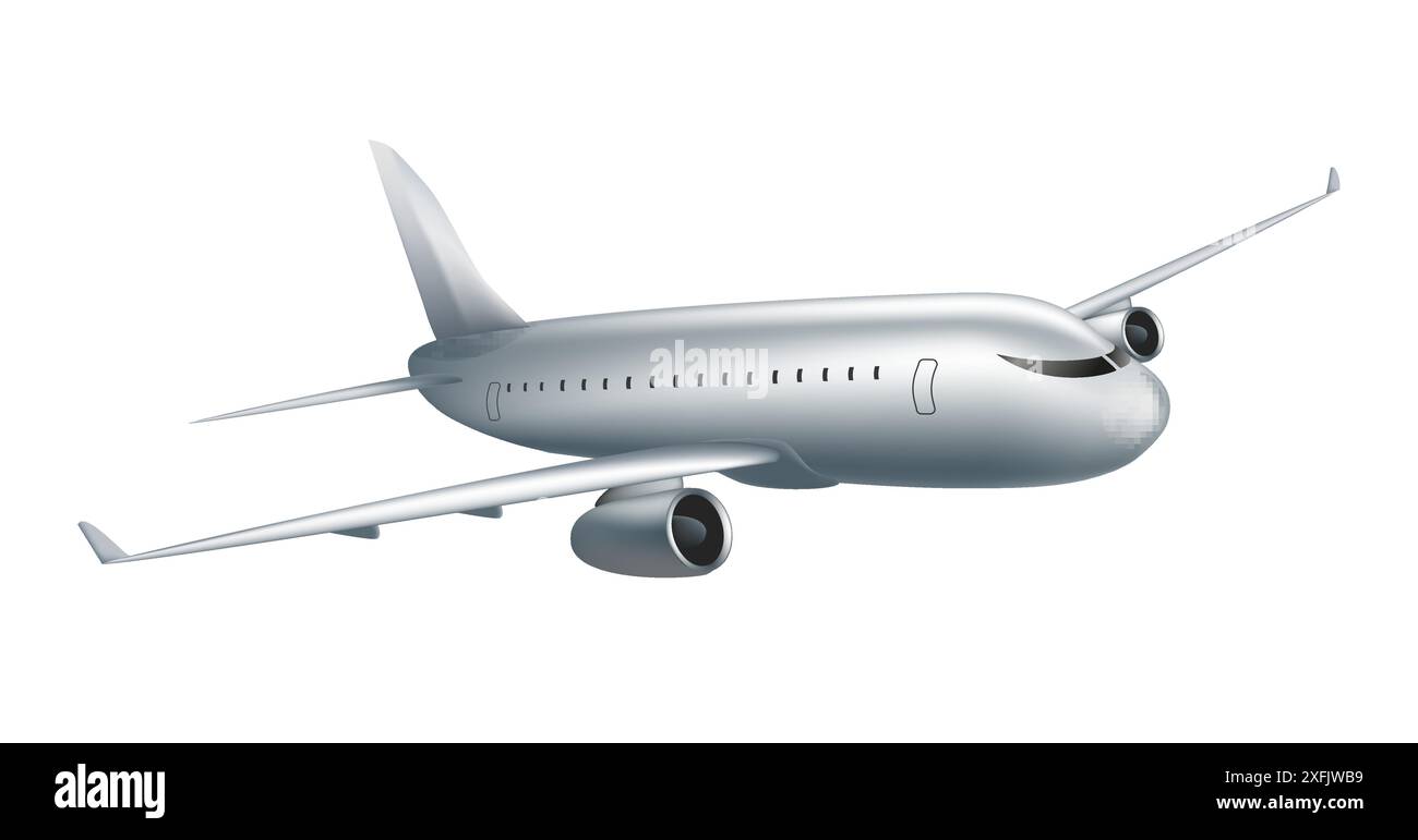 Big Flying Airplane on white background, realistic vector illustration ...