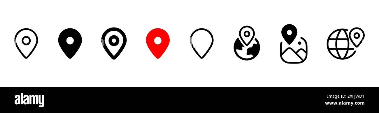 Set of Map Pointer line shapes, thin line design vector illustration Stock Vector Image & Art ...