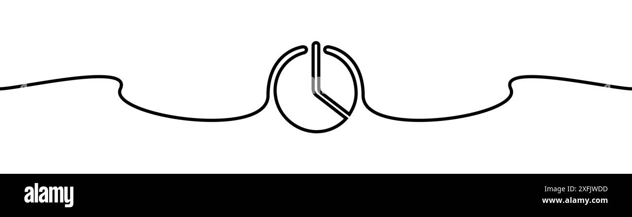 Clock shape drawing by continuos line, thin line design vector ...