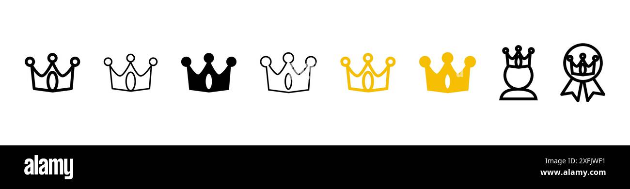 Set of Crown line shapes, thin line design vector illustration Stock ...