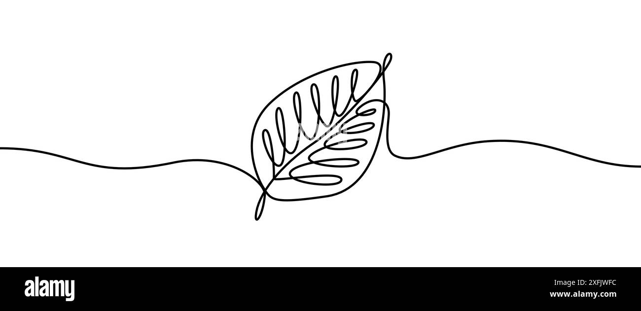 Tree Leaf shape drawing by continuos line, thin line design vector ...
