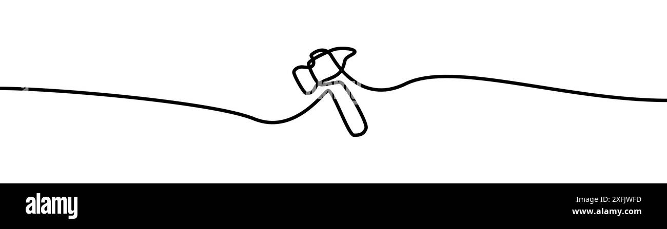 Hammer shape drawing by continuos line, thin line design vector ...