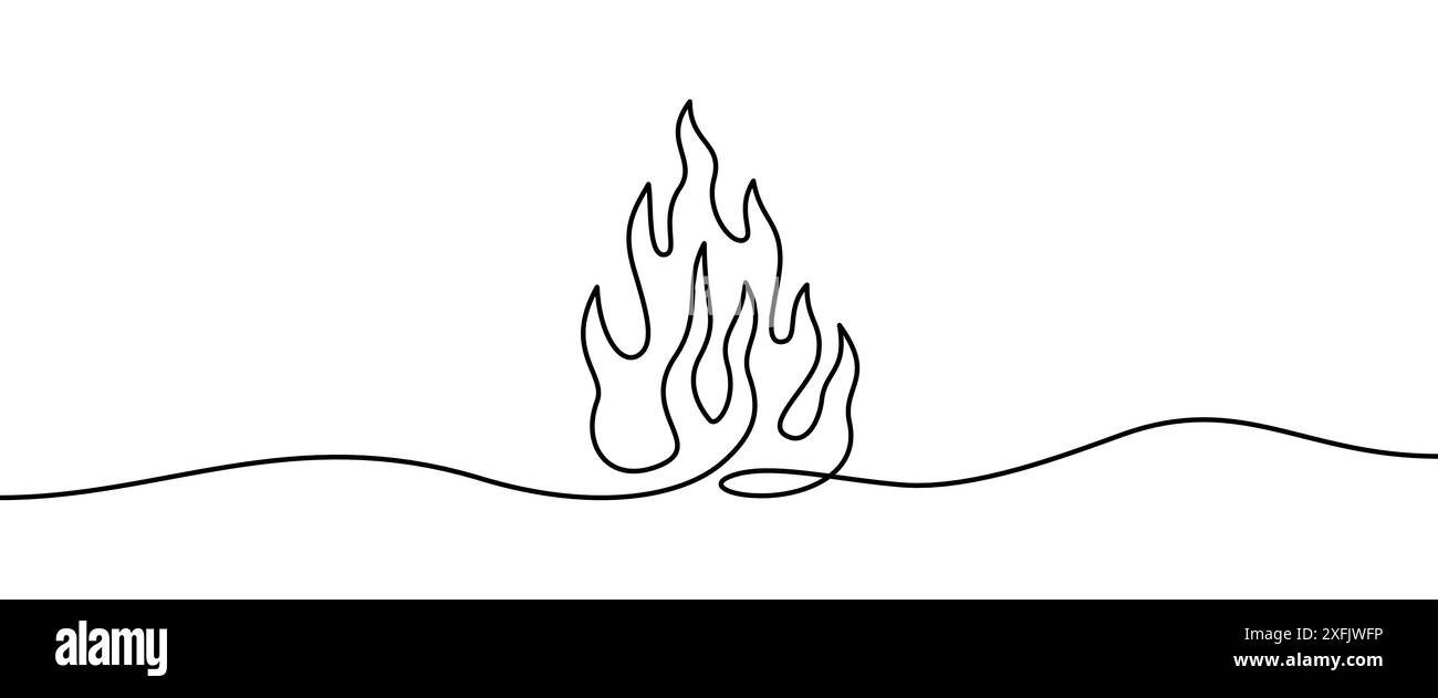 Fire Flame shape drawing by continuos line, thin line design vector ...