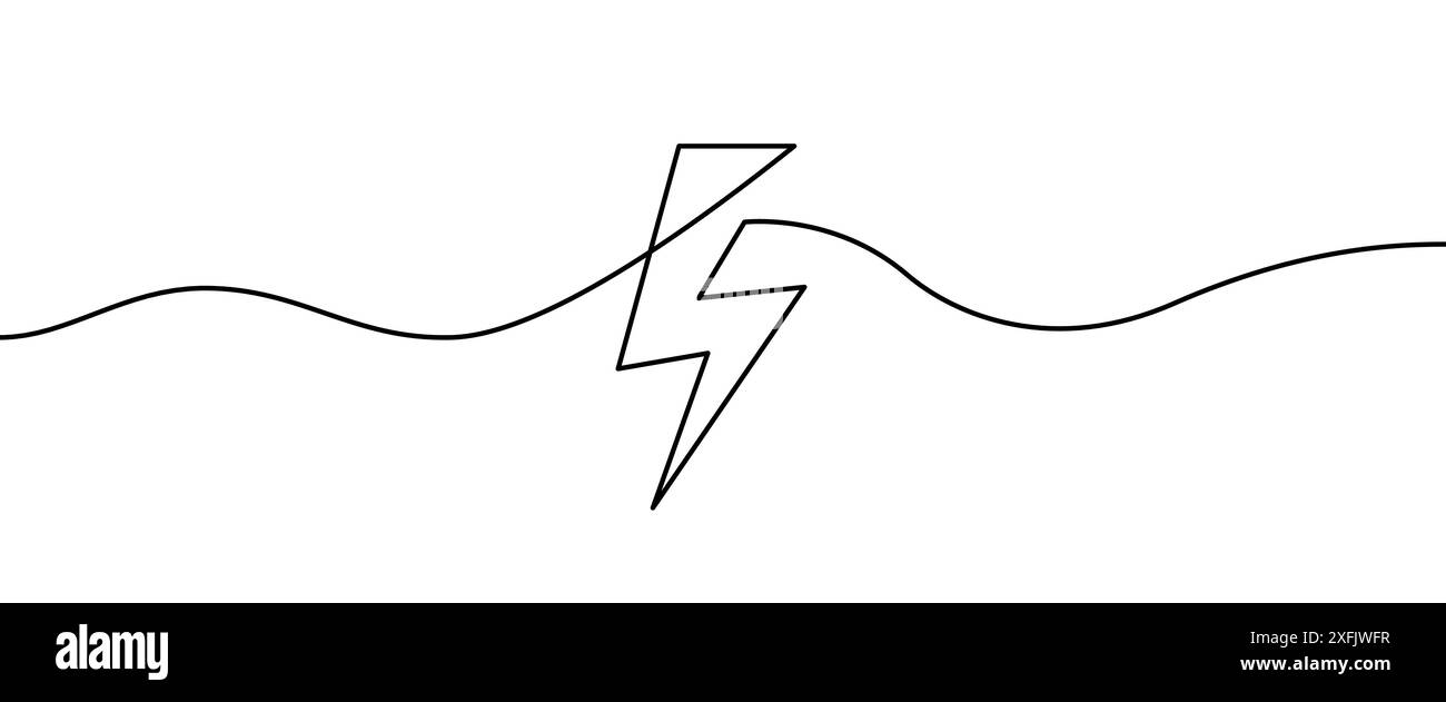 Energy Lightning shape drawing by continuos line, thin line design ...