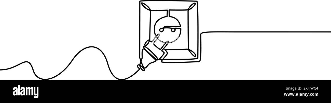 Electric Outlet shape drawing by continuos line, thin line design ...