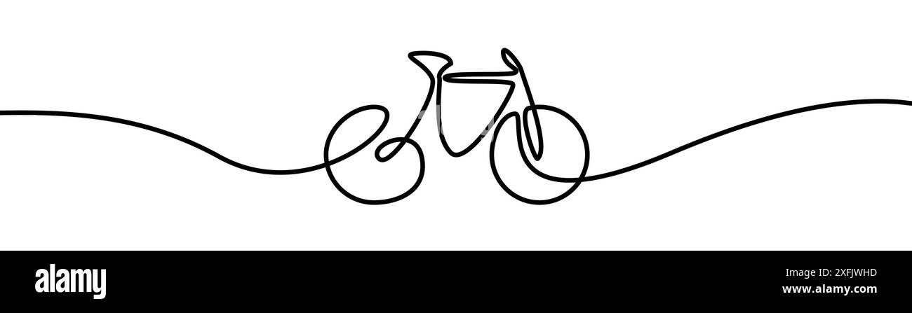 Bicycle shape drawing by continuos line, thin line design vector ...