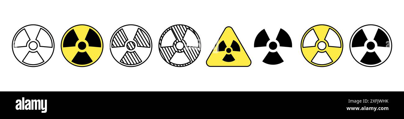 Set of Radiation Sign line shapes, thin line design vector illustration ...