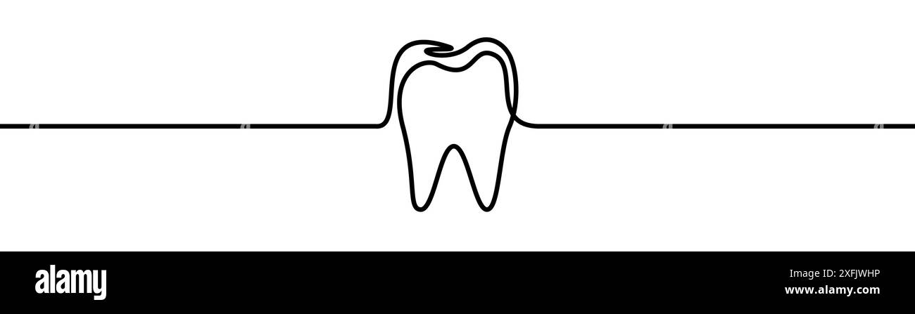 Tooth shape drawing by continuos line, thin line design vector ...