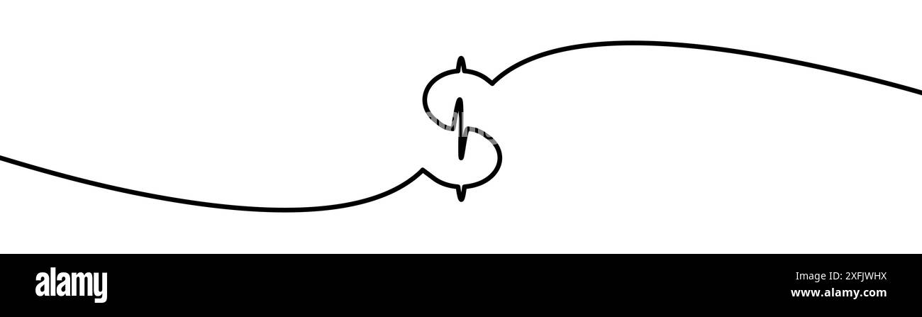 US Dollar symbol drawing by continuos line, thin line design vector ...
