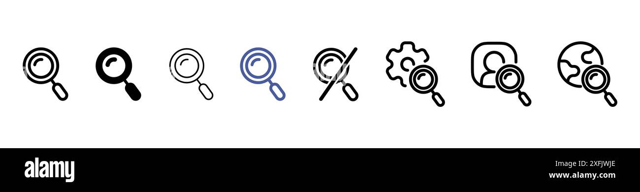 Set of Magnifying Glass line shapes, thin line design vector illustration Stock Vector Image ...