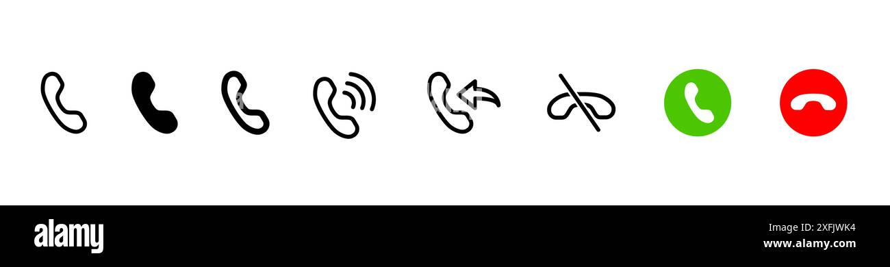 Set of Handset line shapes, thin line design vector illustration Stock ...