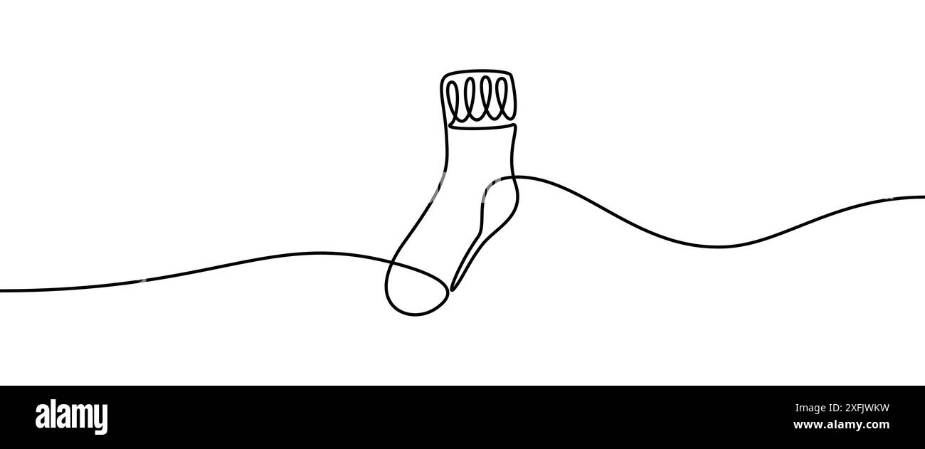 Sock shape drawing by continuos line, thin line design vector ...