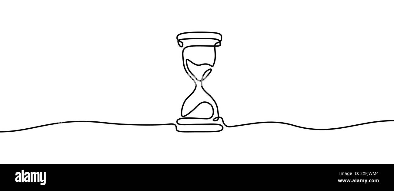 Hourglass shape drawing by continuos line, thin line design vector ...
