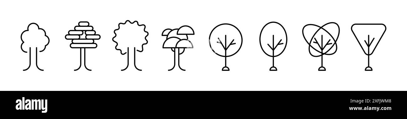 Set of Tree line shapes, thin line design vector illustration, isolated Stock Vector Image & Art ...