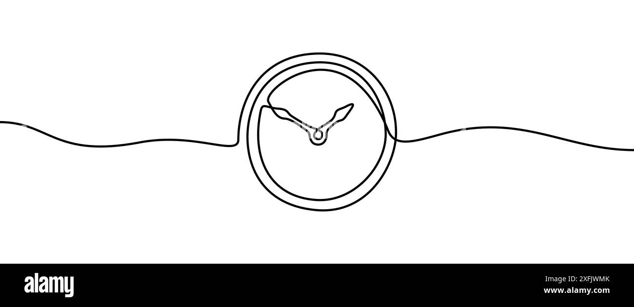 Clock shape drawing by continuos line, thin line design vector ...